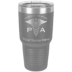 30oz Vacuum Insulated Tumbler Mug, PA Physician Assistant, Personalized Engraving Included (Gray)