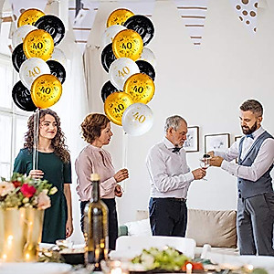 45 Piece 12 Inch 40th Birthday Party Latex Balloons Birthday Forty Anniversary Party Decoration White Gold Black Theme Party Balloon for Birthday Party Supplies Indoor Outdoor Decor