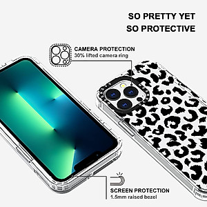 MOSNOVO for iPhone 13 Pro Case, [Buffertech 6.6 ft Drop Impact] [Anti Peel Off] Clear Shockproof TPU Protective Bumper Phone Cases Cover with Black Leopard Print Design for iPhone 13 Pro