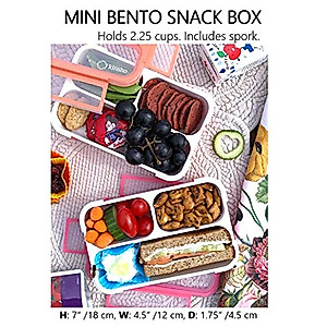 kinsho MINI Lunch-Box Snack Containers for Kids | SMALL Bento-Box Portion Container | Toddler Pre-School | Leak-proof Boxes for Work, Travel | Best for Adults Boys Girls | Pink Purple, Coral 3 pack