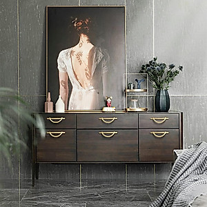 DAPANIY Brushed Gold Cabinet Pulls Drawer Pulls, Half Moon Shape Pulls Gold Drawer Dresser Kitchen Handles Antique Cupboard Door Handles, 4Packs ‎3.75inch