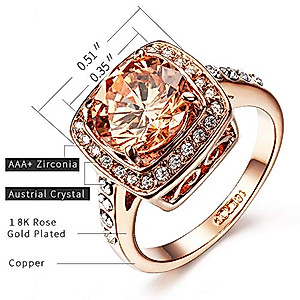Acefeel Yellow Shinning Cubic Zirconia Topaz Rings For Women 18K Rose Gold Plated (Yellow, 7.5)