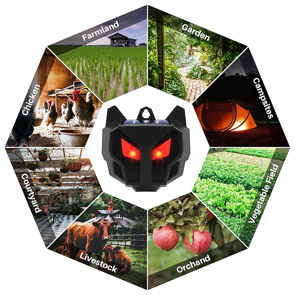 4 Pack Upgraded Racoon Repellent Outdoor,Solar Deer Repellent Devices Coyote Deterrent Predator Eyes Animal Deterrent Devices Outdoor with Predator Lights for Chicken Coop Yard Farm Garden