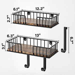 Punmoy Ironing Board Hanger Wall Mount, 2-Tier Iron and Ironing Board Holder with Removable Hooks (T-Shaped Legs), Laundry Room Organization and Storage Wall Mounted