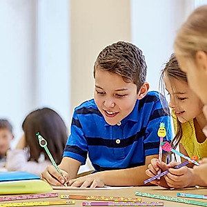 42 Pieces Scented Pencils Fun Pencil with Eraser Cartoon Pencil Toppers Fruit Pencil Toppers with Pencil Toppers Lovely Wood Pencil with Fruit Element Graphite Pencil