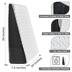 Cosmoluxe 7.5" Bed Wedge Pillow with Cooling Memory Foam Top, Triangle Pillow for Acid Reflux, Heartburn, Snoring, and GERD Relief, Headboard Wedge to Reduce Neck and Back Pain
