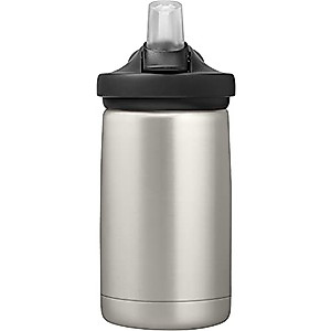 CamelBak Eddy+ Kids 12 oz Bottle, Insulated Stainless Steel with Straw Cap - Leak Proof When Closed, Bare Steel