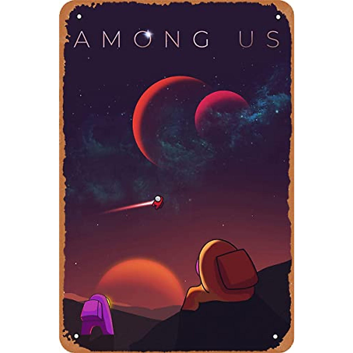 Among Us Metal Sign - Retro Video Game Wall Decor 8x12