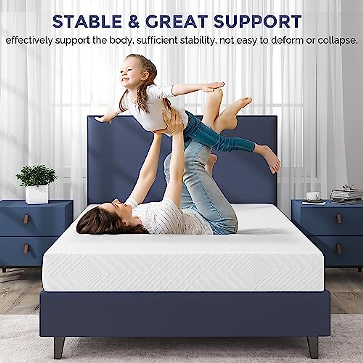 IULULU Twin Mattress, 8-Inch Twin Memory Foam Mattress - Green Tea Gel Infused, Medium-Firm for Cool Sleep and Pressure Relief Mattress in a Box, CertiPUR-US Certified, White