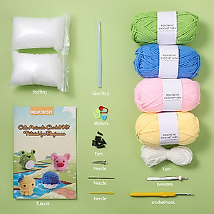 RQWZBCHX Animals Beginners Crochet Kits - Crochet Set for Starters Adult Kids with Step-by-Step Video Tutorials and Enough Yarns, Hook, Accessories