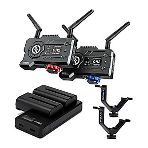 Hollyland Mars 400S PRO SDI/HDMI Wireless Video Transmission System with Koah Triple Shoe Bracket, and Koah 2-Pack Sony NP-F570 Rechargeable 3350mAh Battery and Dual USB-C LCD Charger Bundle (4 Items)