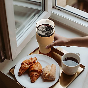 kytffu 32oz Glass Tumbler with Straw and Lid, Reusable Boba Smoothie Cup Iced Coffee Tumbler with Silicone Sleeve, Fits Cup Holder Glass Water Bottle BPA Free, Olive + Amber