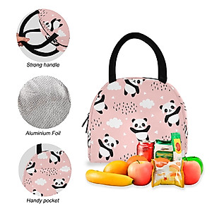 Moudou Panda School Backpack with Lunch Bag Student Bookbag Travel Daypack for Teen Boys Girls