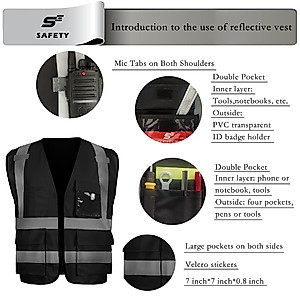 sesafety Reflective Safety Vest with Pockets and Zipper, High Visibility Construction Vest, Hi Vis Vest, ANSI Class 2, Yellow, 2XL