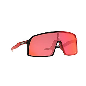 Oakley Men's OO9406 Sutro Rectangular Sunglasses, Matte Black Redline/Prizm Trail Torch, 37 mm