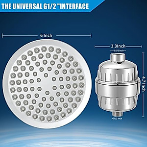 Nuodan Filtered Shower Head, High Pressure Rain Shower Head Filter Set for Hard Water Removes Chlorine and Harmful Substances (Chrome)