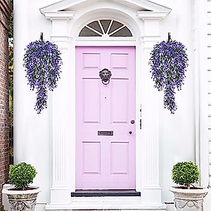 Waipfaru 2pcs Fake Ferns, Artificial Hanging Plants with Fuller Leaves, Fake Plants with Faux Ivy Vines, UV Resistant Artificial Outdoor Plants for Room Patio Garden Home Indoor Outdoor Porch Decor