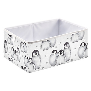Cute Baby Penguins Storage Basket Storage Bin Rectangular Collapsible Shelves Basket Empty Gift Baskets Organizer for Home Laundry Room