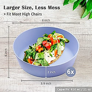 HM-tech 6pcs Bamboo Kids Bowls (20 fl oz) for Baby Feeding, Toddler Bowls, Tableware for Baby Toddler Kids Bamboo Toddler Dishes & Dinnerware Sets