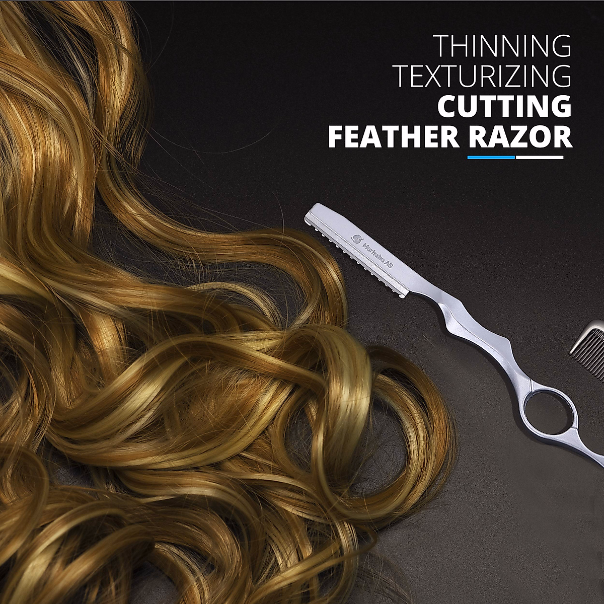 Marhaba AS Hair Cutting Scissors Kit - Professional 10 Piece Barber Scissors Set with Hair Scissors Thinning Shears for Hair Cutting, Stainless Steel Barber Scissors with Cape and Feather Razor