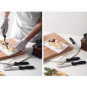 Naranqa Professional Offset Spatula Set with Plastic Handle - 3-Piece Stainless Steel Icing Spatula Variety Set & Cake Decorating Tools, Flexible Resistant Blades, 2 Angled and 1 Straight
