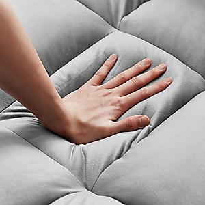 Verfur Velvet Convertible Sleeper Bed Pull, 3 in 1 Multi-Function Folding Lounge Chaise, Modern Tufted Loveseat Sofa & Couches with Adjustable Backrest and Pillow for Living Room Small Place, Gray