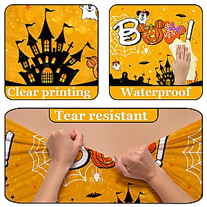 Gupesxu Mouse Halloween Party Decorations-3pcs Happy Boo Day Tablecloth, Yellow Pumpkin Ghost Mouse Halloween Tablecloth for Kids Boy Girl Baby Shower Halloween Birthday Party Supplies
