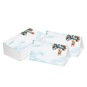 Shower Bear Place Cards Tent Style Cards – 25 Cards per Pack Shower Bear Party Supplies Decorations (TAIKA-009)