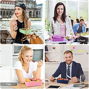 Caperci Classic Bento Box Adult Lunch Box for Older Kids - Leakpoof 47 oz 3-Compartment Lunch Containers for Adults and Teens, Built-in Utensil Set, Ideal for On-the-Go Balanced Eating, Navy Blue