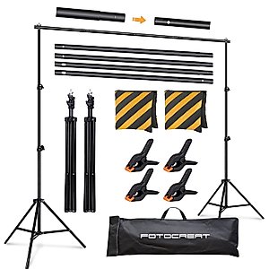FOTOCREAT Backdrop Stand Kit 8.5x10ft,Adjustable Photo Video Studio Background Stand Backdrop Support System for Wedding Parties,Birthday, Portrait Photography with 4 Clamps and Carrying Bag