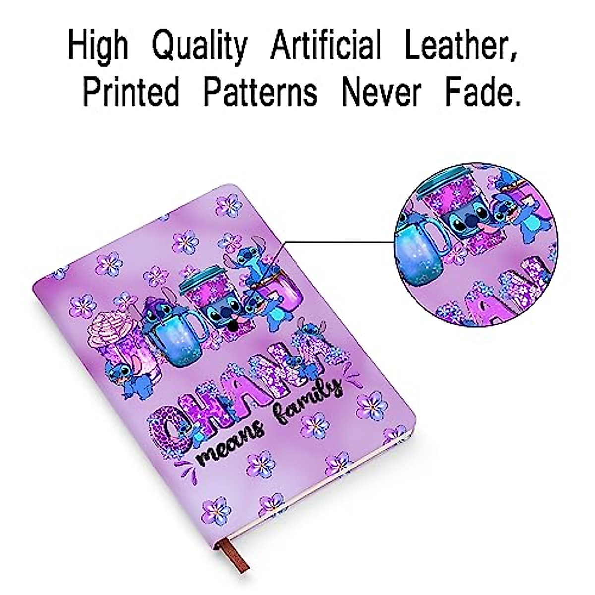 FYWZXED Stitch Lover Gifts Touch Me And I Will Bite You Leather Notebook Movies Lover Gift Birthday Gifts for Women Family Friends Graduation Gifts for Son Daughter (ohana means family)