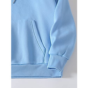 Cozyease Men's Oversized Letter Graphic Drawstring Casual Hoodies Long Sleeve Vintage Street Hoodie Sweatshirts Blue L