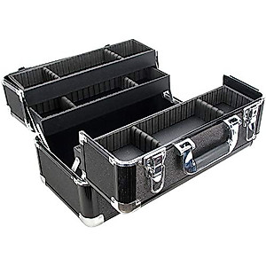 Ver Beauty 4-Tiers Extendable Trays Art Craft Supplies Storage Portable Box Tool Case Organizer Travel Dividers-VP006, Black Glitter