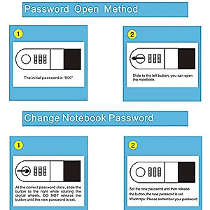 AZPINGPAN Cartoon PU Leather Cover Lock Diary Journal Office Learning Writing Notebook Thickening Portable Planner Organizer Digital Password Notebook Locking Personal Diary