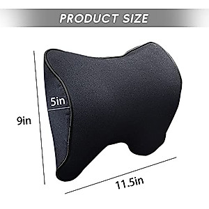 ZATOOTO Car Neck Pillow Memory Foam - Head Restraint Diamond Bling Neck Pain Relieved Cervical Support Black Seat Headrest Driving Adjust Height YB-Black