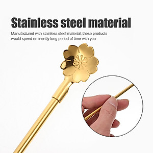 Cabilock Stainless Straw 6Pcs Spoon Straws Cocktail Stirring Spoon with 2Pcs Cleaning Brushes Stainless Steel Mixing Spoon Drink Stir Spoons for Cocktail Coffee Beverage Mixing Spoons