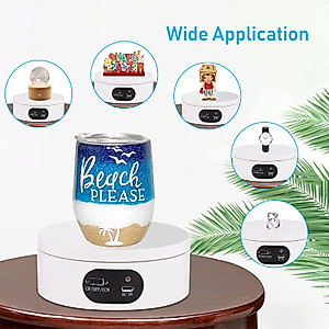 maieray Turner Cup Motorized Rotating Display Stand for Epoxy Glitter Tumbler, 360°Automatic Mute Rotating Turntable for Photography Products, Tumbler Mugs Making Supplies Spinner USB 4.72in