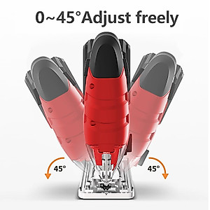 Powertough Cordless Jig Saw,20V Electric Jigsaw Tool Kit with Variable Speed,Pendulum Function, 0-45°Adjustable Cutting Bevel,2.0A Li-ion Battery With 1 Hour Fast Charger,9pcs Free Blade