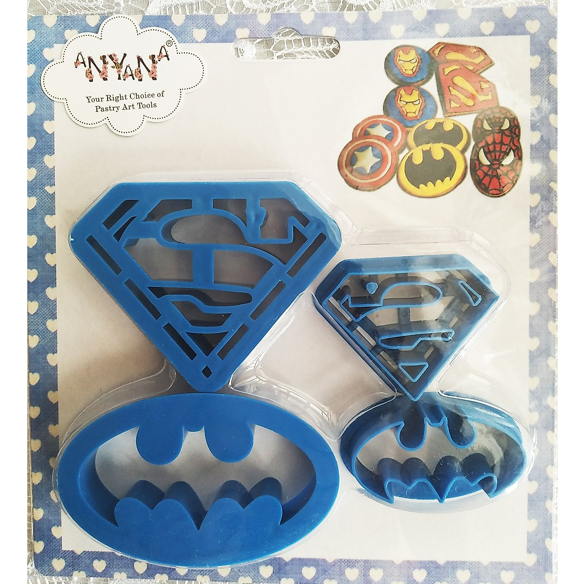 Anyana 4pcs set Super Hero Batman Superman cartoon Cookie impression Cutter pastry stamp biscuit mold Sugarcraft Cake Decoration