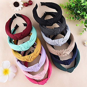 SIQUK 12 Pieces Knot Headband Turban Headbands Top Knotted Headbands for Women, 12 Colors