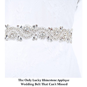 DUOBAO Wedding Belt Rhinestone Applique Crystal Rhinestone Trim 1 Yard Wedding Dress Belt Girls Beaded Sash Belt Silver