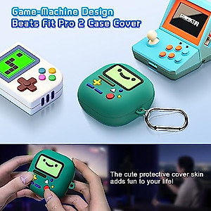 Cute Case for Beats Fit Pro 2021, Shock-Absorbing Protective Beats Fit Pro Case Cover Silicone Shell Compatible for Beats Fit Pro Charging Case with Carabiner (Green)