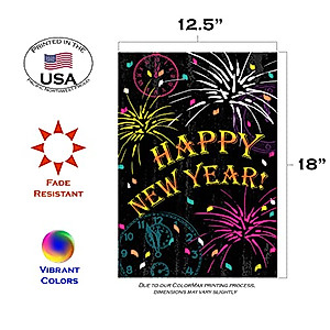 Toland Home Garden 1110536 New Year Celebration New Year Flag 12x18 Inch Double Sided New Year Garden Flag for Outdoor House party Flag Yard Decoration