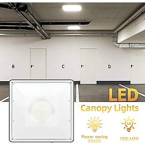 Feazac LED Canopy Light Fixture,45W 5850lm HID/HPS Replacement, 9.5" x 9.5", LED Shop Light, 5700K, AC100-277V, IP65 Waterproof,Canopy Light Outdoor for Gas Station,Warehouse Light (45W-1PACK)