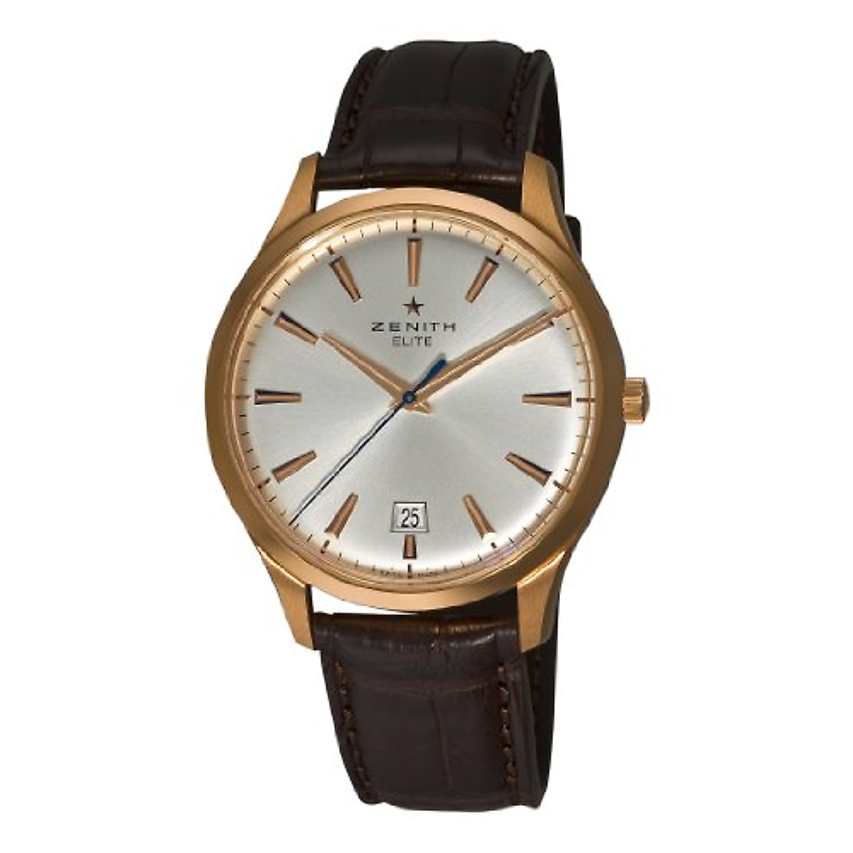 Zenith Men's 18.2020.670/01.c498 Elite Captain Central Second Rose gold Silver Sunray Dial Watch