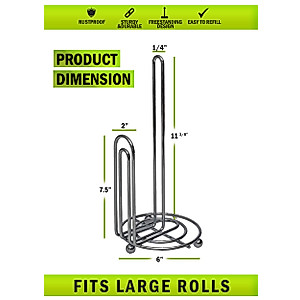 Totally Kitchen Paper Towel Holder | Simple Tear Standing Paper Towel Dispenser | Heavy Duty Metal Construction | Fits Rolls | Gun Metal