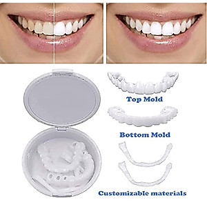 icehao Upper & Lower Teeth Veneers - Simulation Braces Snap On Smile Tooth Cover Perfect Whitening One Size Fits Most Comfortable Denture to Make White Beautiful Neatr (2pcs) 2 Count (Pack of 1)