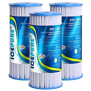 10" x 4.5" Whole House Pleated Sediment Water Filter Replacement for GE FXHSC, Culligan R50-BBSA, Pentek R50-BB, DuPont WFHDC3001, W50PEHD, GXWH40L, GXWH35F, for Well Water, Pack of 3