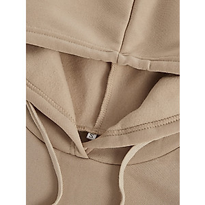 Floerns Women's Letter Graphic Print Long Sleeve Drawstring Hoodie Sweatshirt A Khaki L