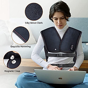 Snailax Heating Pad for Neck and Shoulders,Large Heating Pads for Back Pain Relief, Electric Back Heated Wrap,Fast Heat Pad with Massager & 5 Massage Mode, Auto Shut Off,Gifts for Women,Men